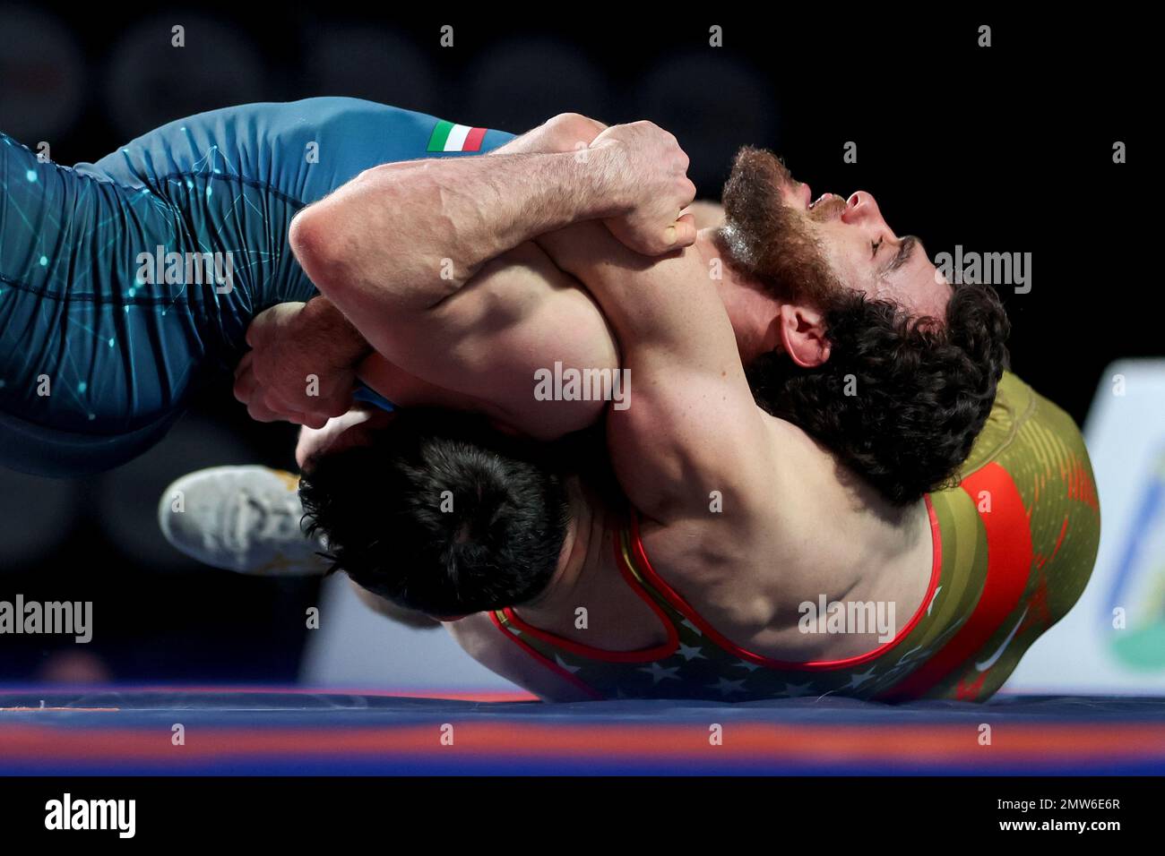 ZAGREB, CROATIA – FEBRUARY 01: Evan Richard Henderson of USA competes ...