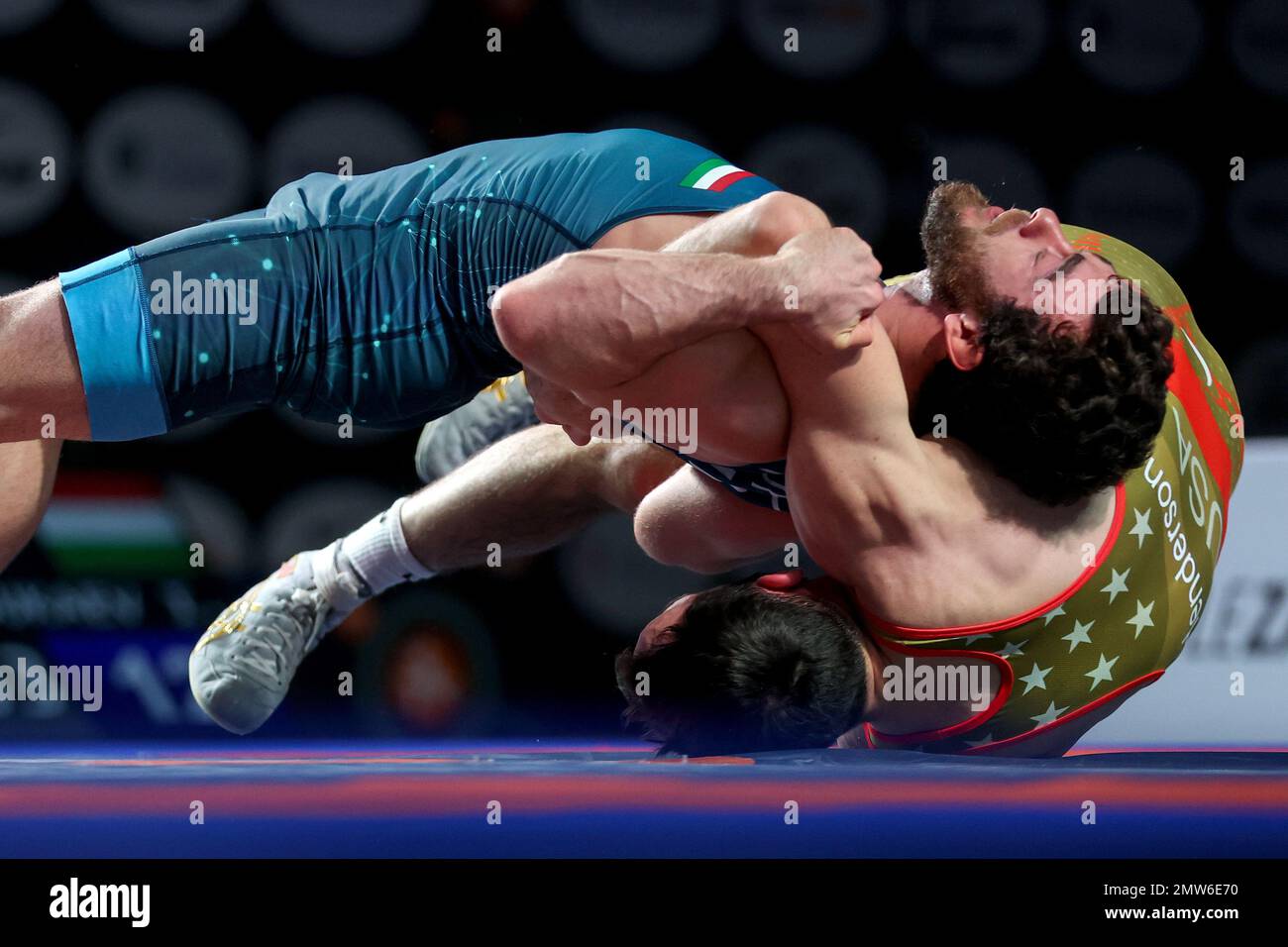 ZAGREB, CROATIA – FEBRUARY 01: Evan Richard Henderson of USA competes ...