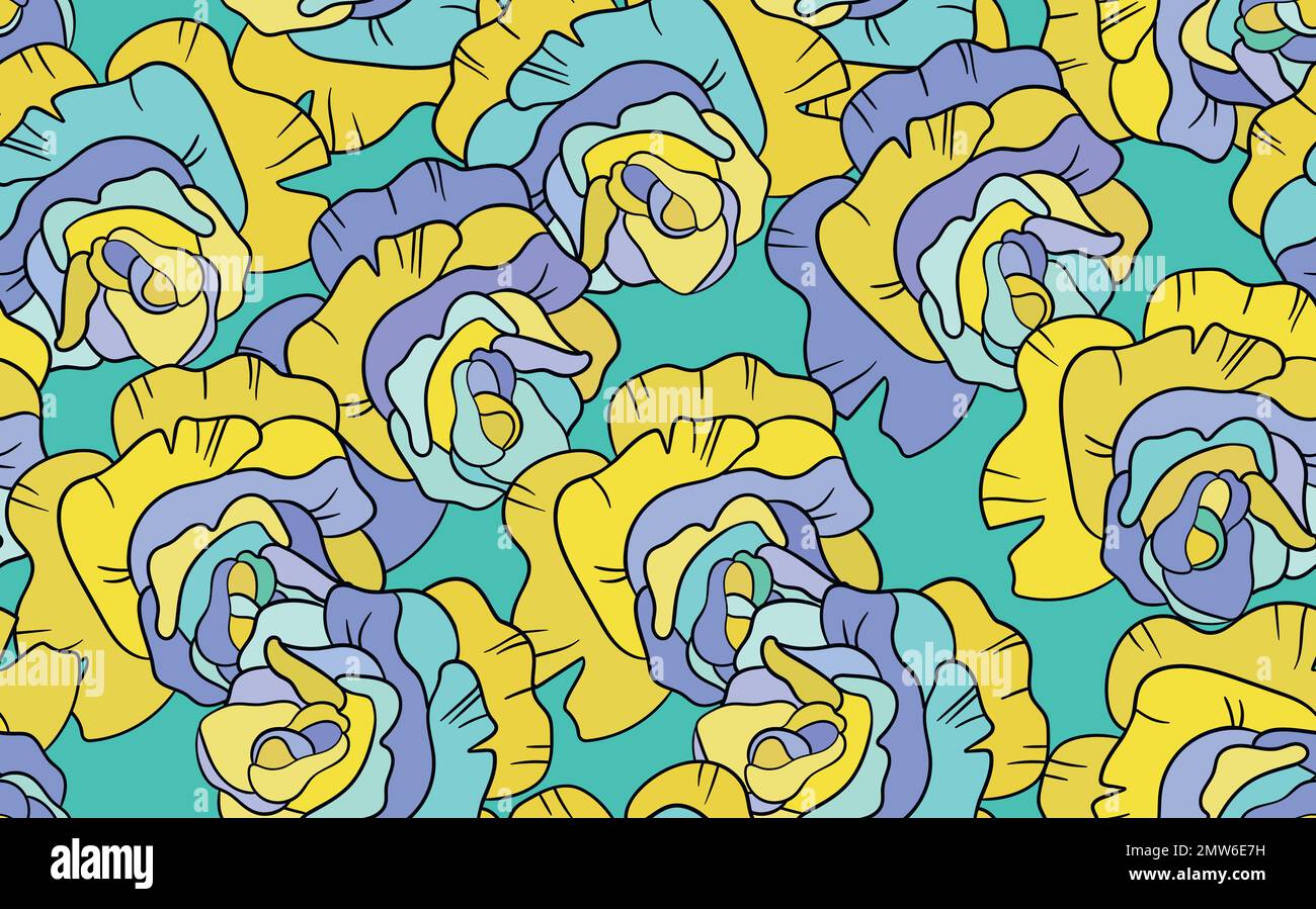 Spring colorful vector illustration with blue roses. Cartoon style ...