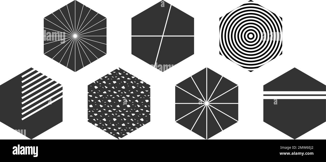 Collection of decorative hexagon design element. Icon of Hexagon shape ...