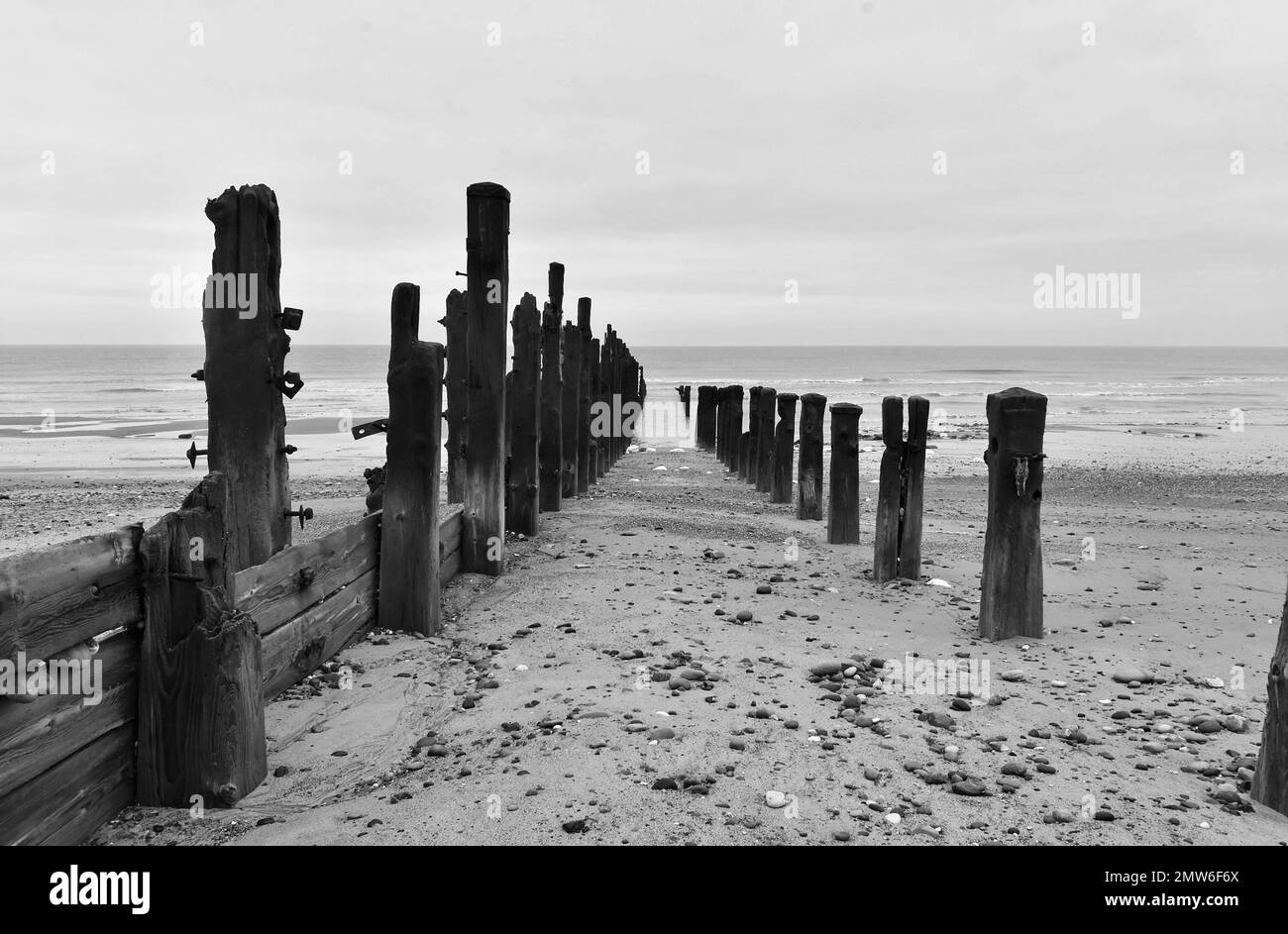 Rotting Groynes on Spurn Point Beach Stock Photo - Alamy