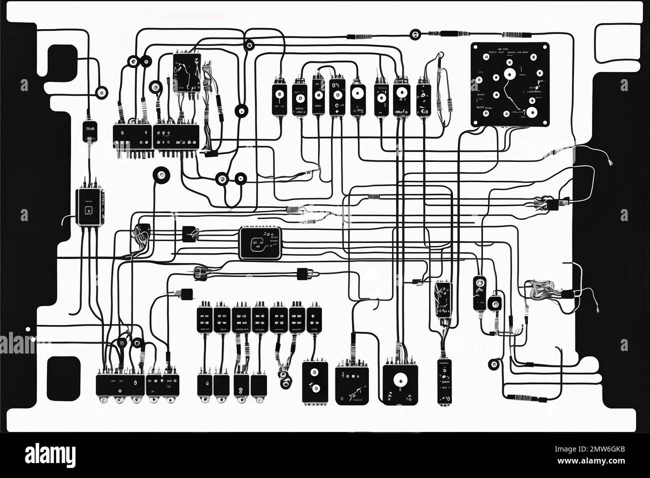 3D rendering. Futuristic circuit of electrical device. Background ...