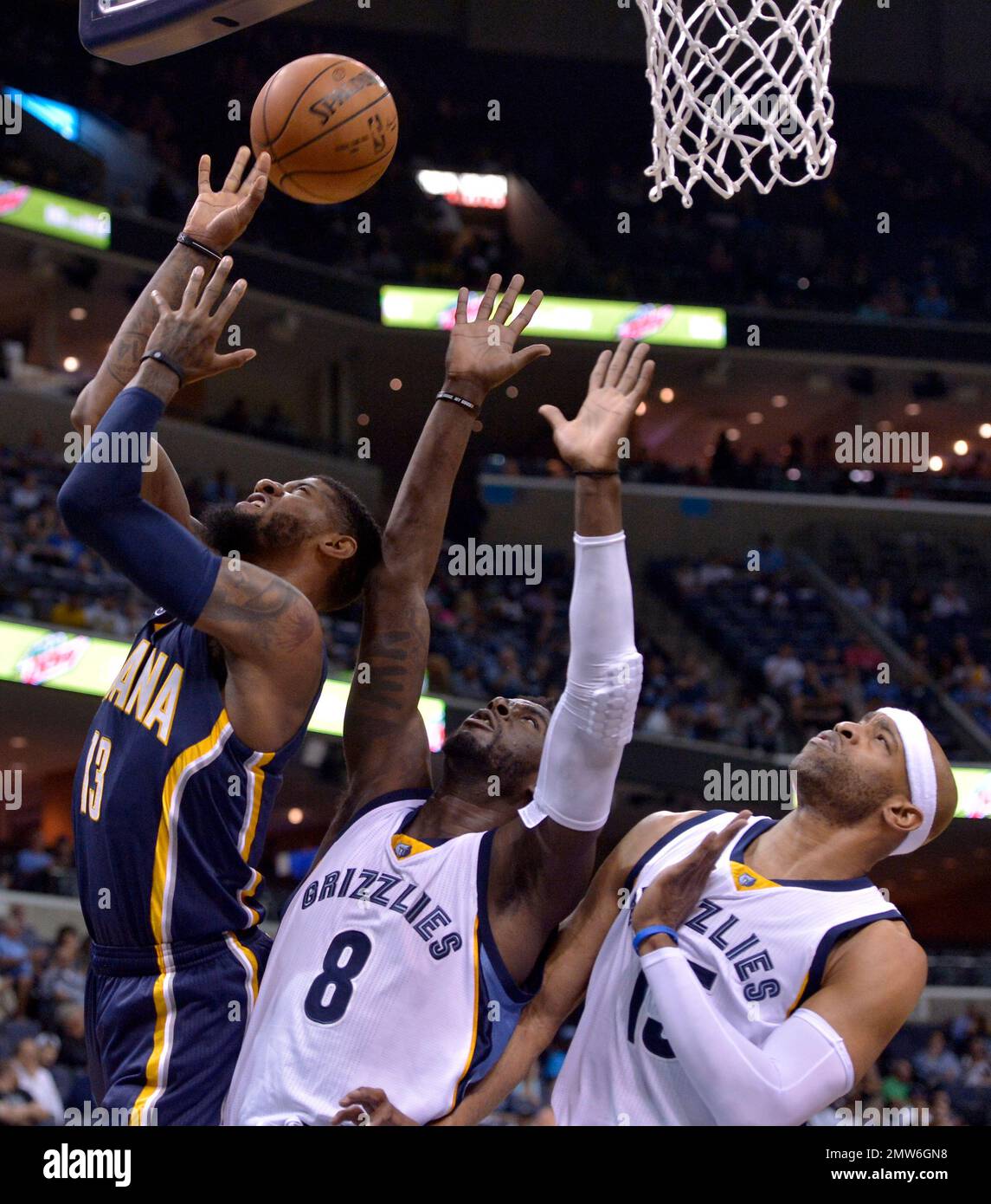 Indiana Pacers forward Paul George (13) shoots against Memphis ...