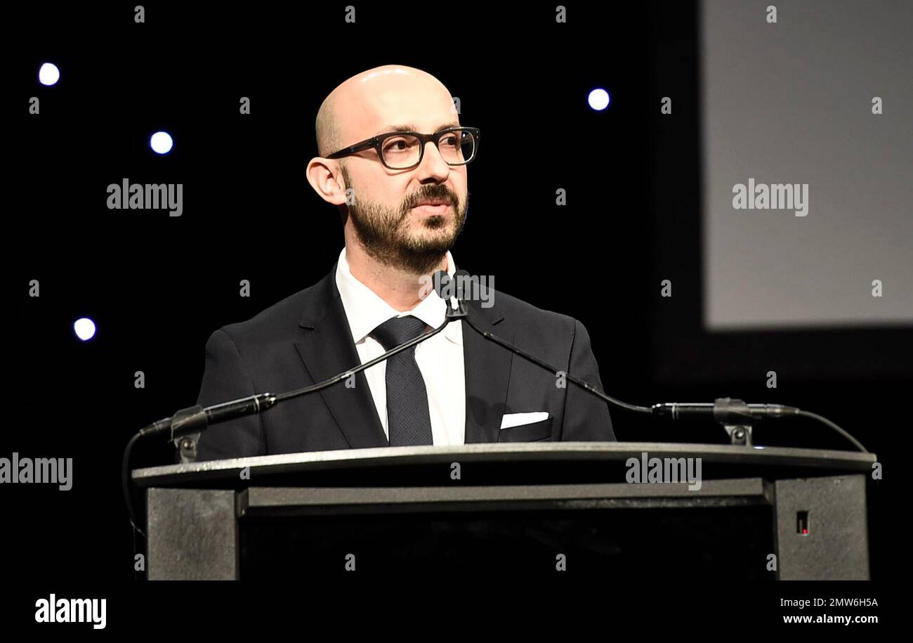 Peter Kujawski, Chairman of Focus Features, speaks at Focus Features ...