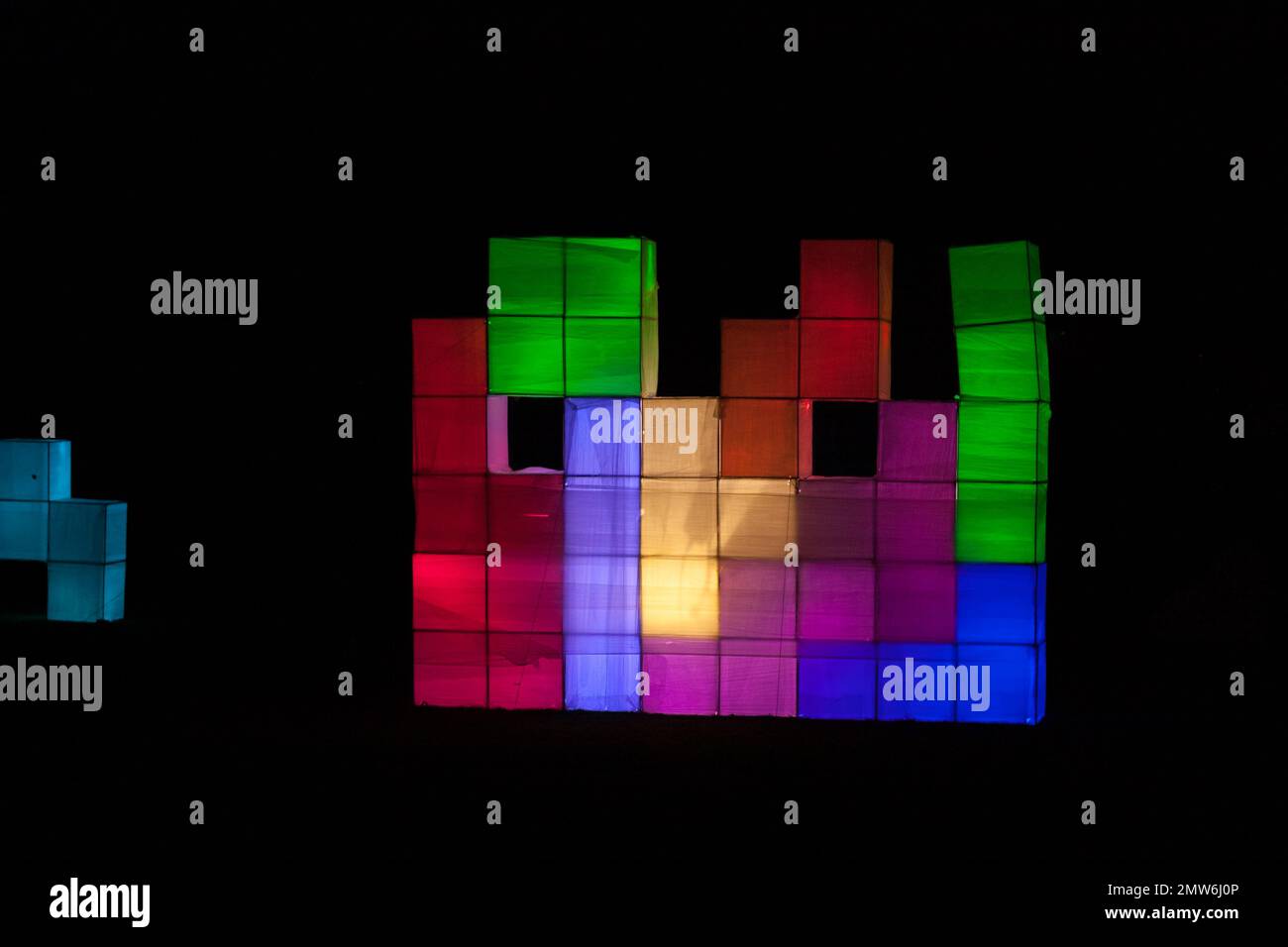 colorful glowing cubes at a light show Stock Photo - Alamy