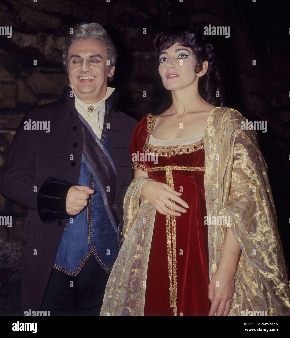Maria Callas and Tito Gobbi backstage at the Royal Opera House, Covent ...