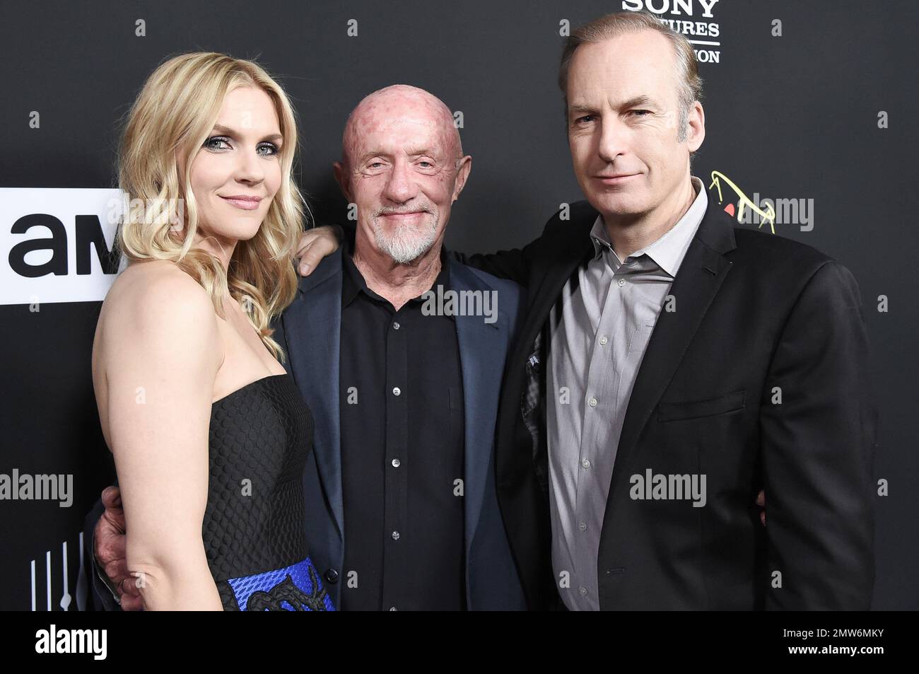 Rhea Seehorn, from left, Jonathan Banks and Bob Odenkirk, attend the ...