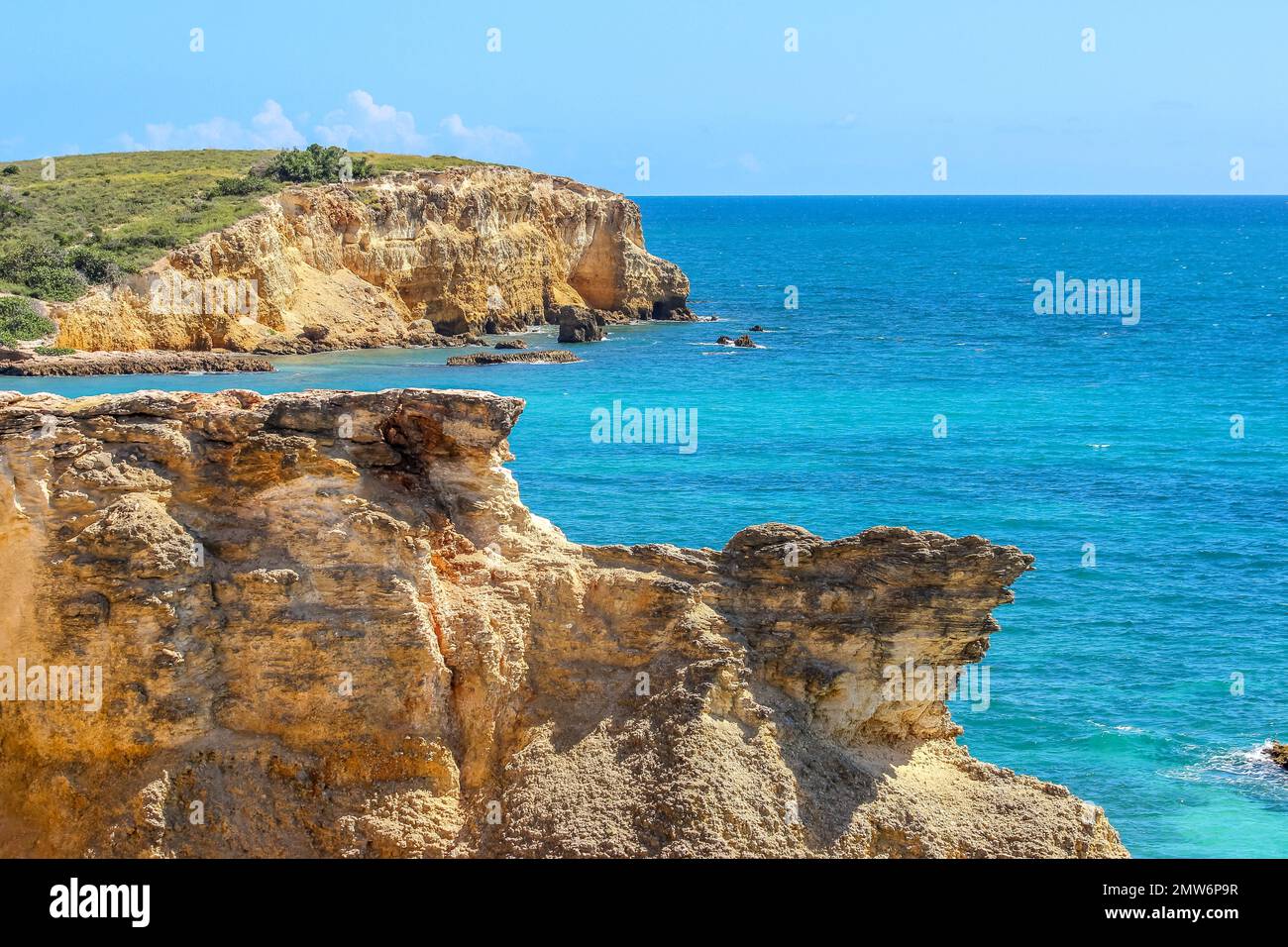 The big cliffs and rocks in Cabo Rojo Puerto Rico with the Caribbean ...