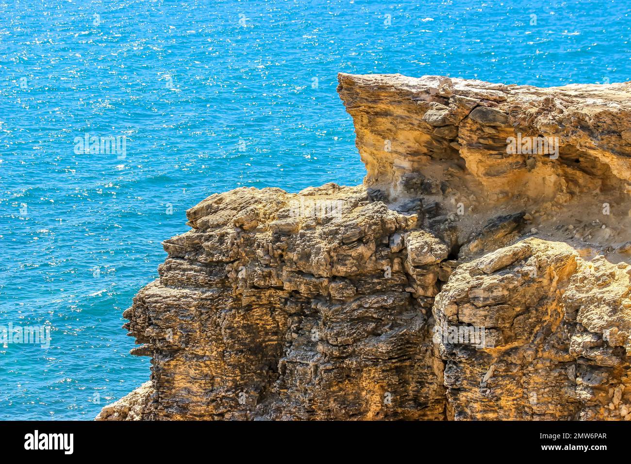 The big cliffs and rocks in Cabo Rojo Puerto Rico with the Caribbean ...