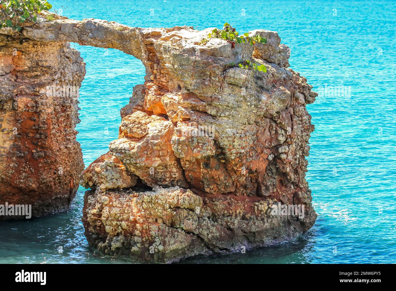 The big cliffs and rocks in Cabo Rojo Puerto Rico with the Caribbean ...
