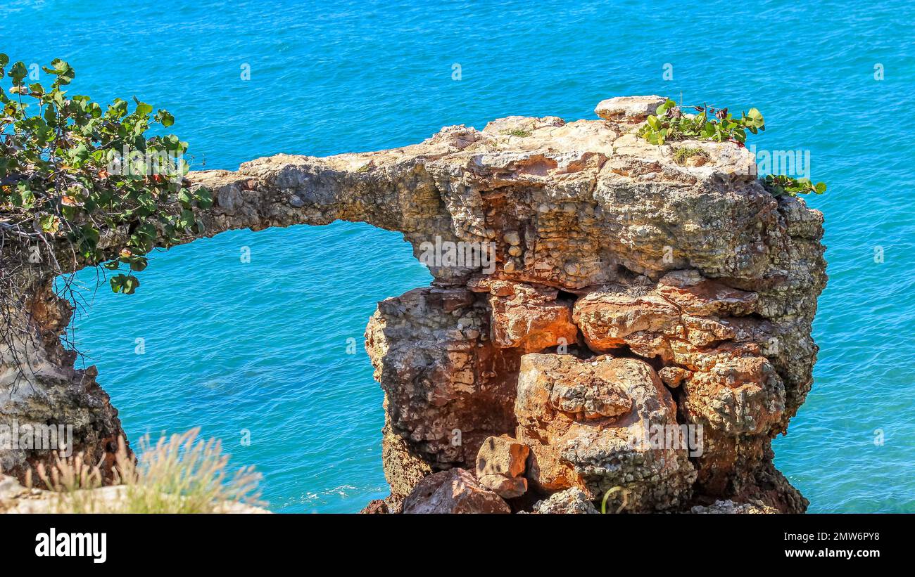 The big cliffs and rocks in Cabo Rojo Puerto Rico with the Caribbean ...