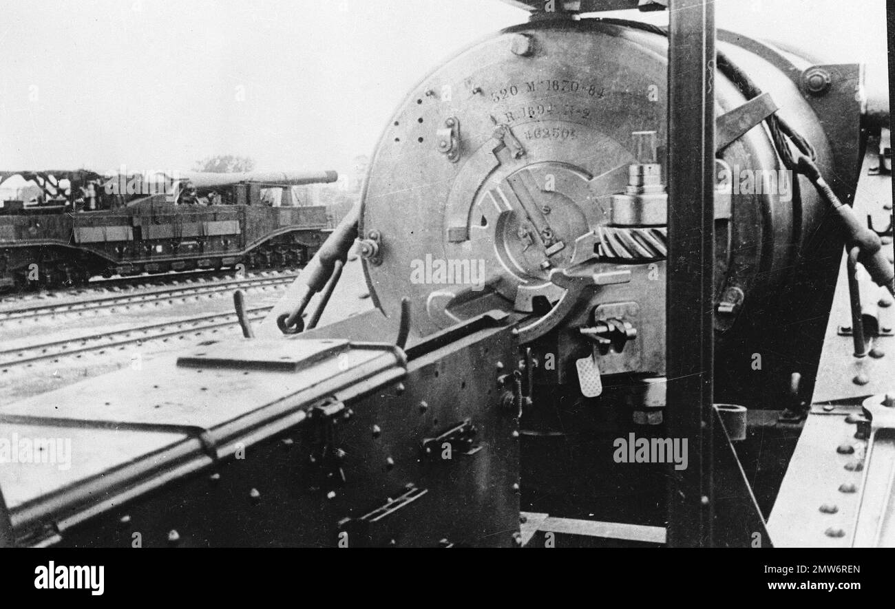 In background is a French railroad cannon, captured perfectly intact by ...