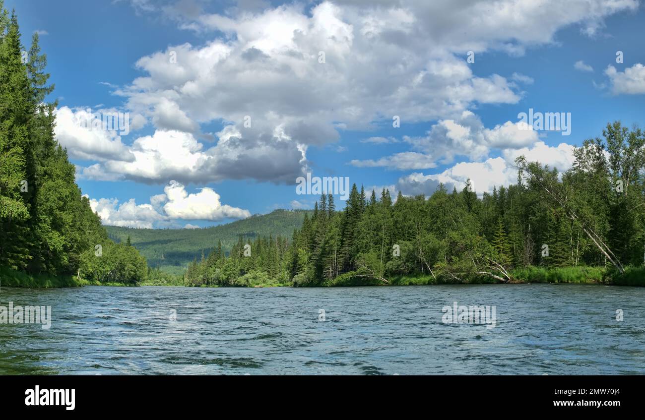 Geography, potamology. Middle Siberia (south part). Panorama of ...