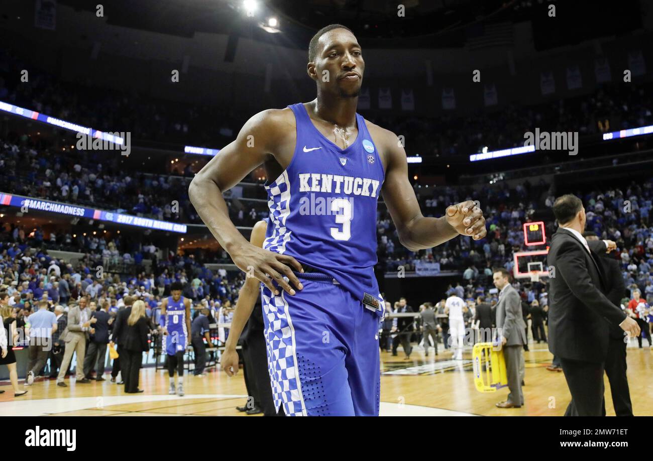 Kentucky forward Edrice Adebayo leaves the court after Kentucky lost to ...