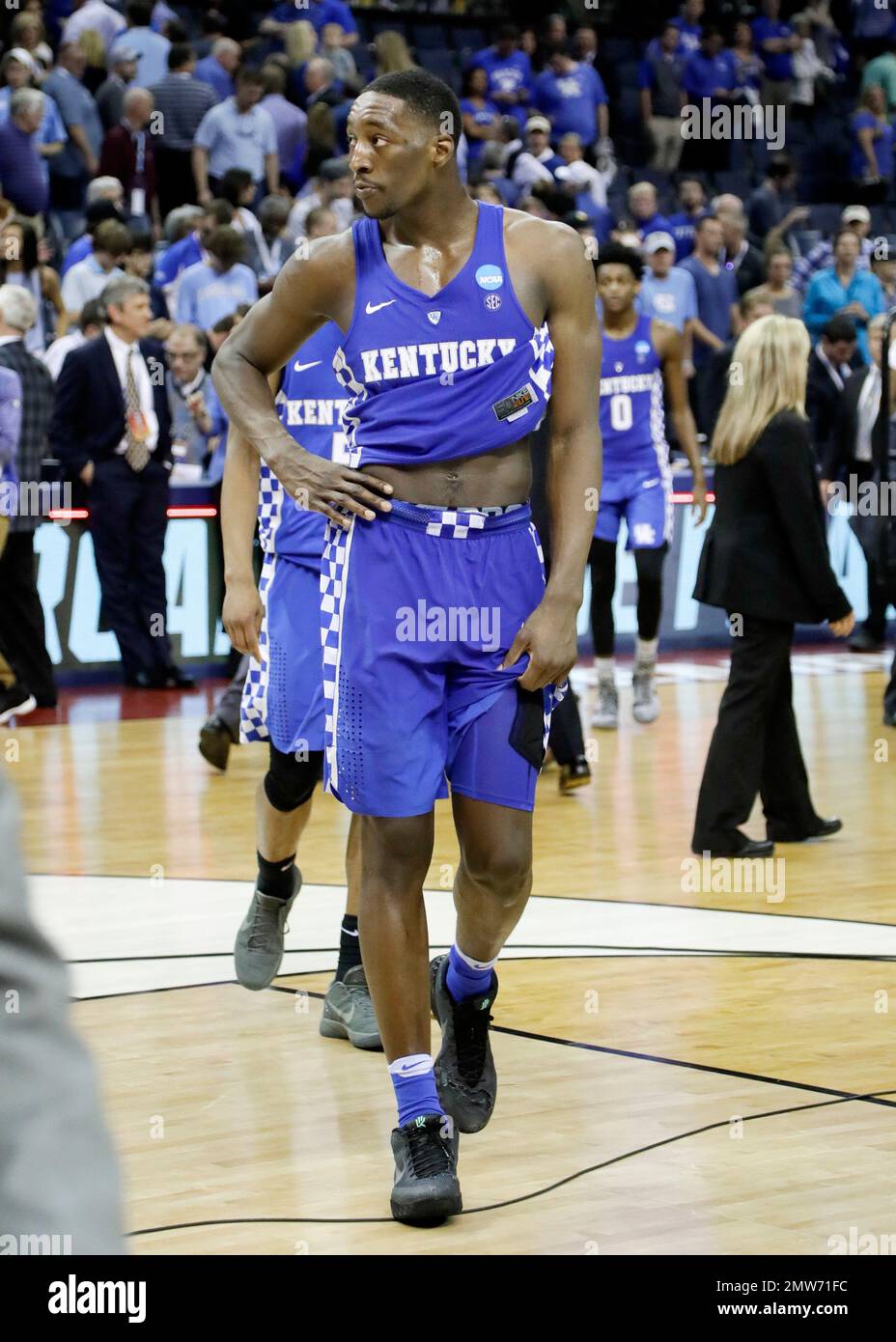 Kentucky forward Edrice Adebayo leaves the court after Kentucky lost to ...