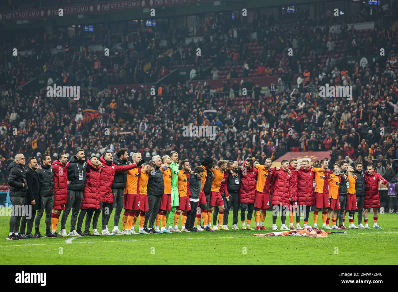 ISTANBUL, TURKEY - FEBRUARY 1: players of Galatasaray celebrate the win ...