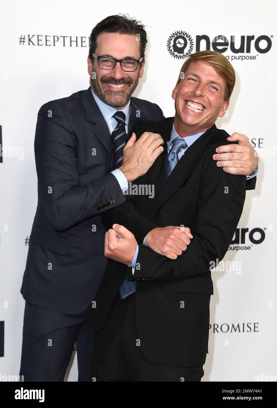 Jon Hamm and Jack McBrayer arrive at Elton John's 70th Birthday and 50 ...