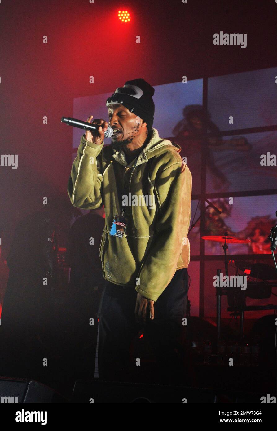 Del the Funky Homosapien performs on stage with the band Gorillaz as ...