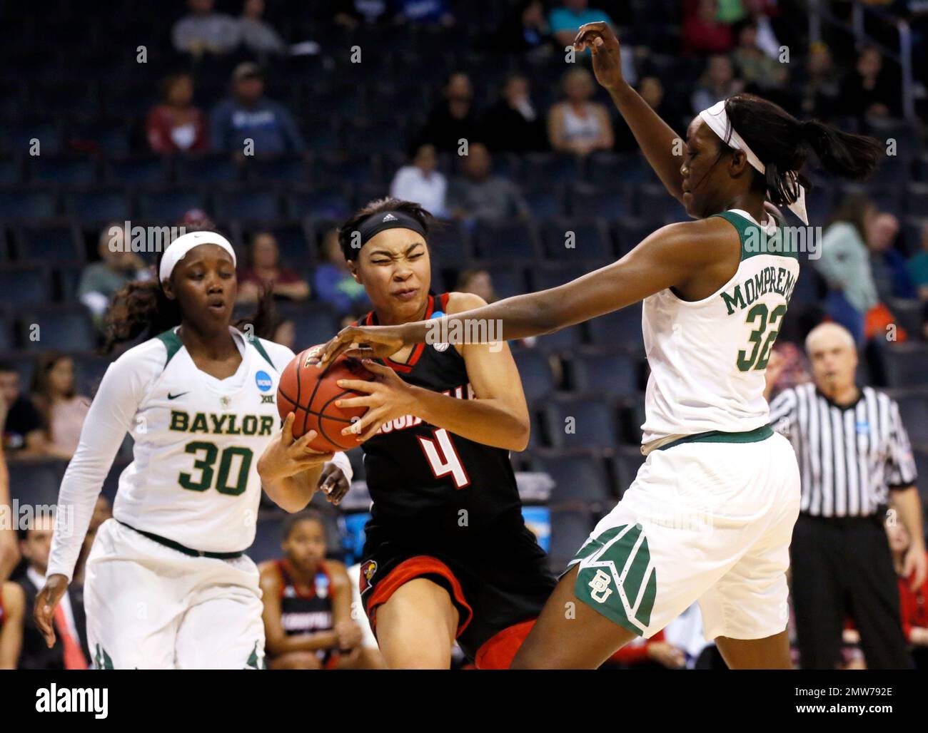 Louisville forward Mariya Moore (4) works against Baylor forward ...