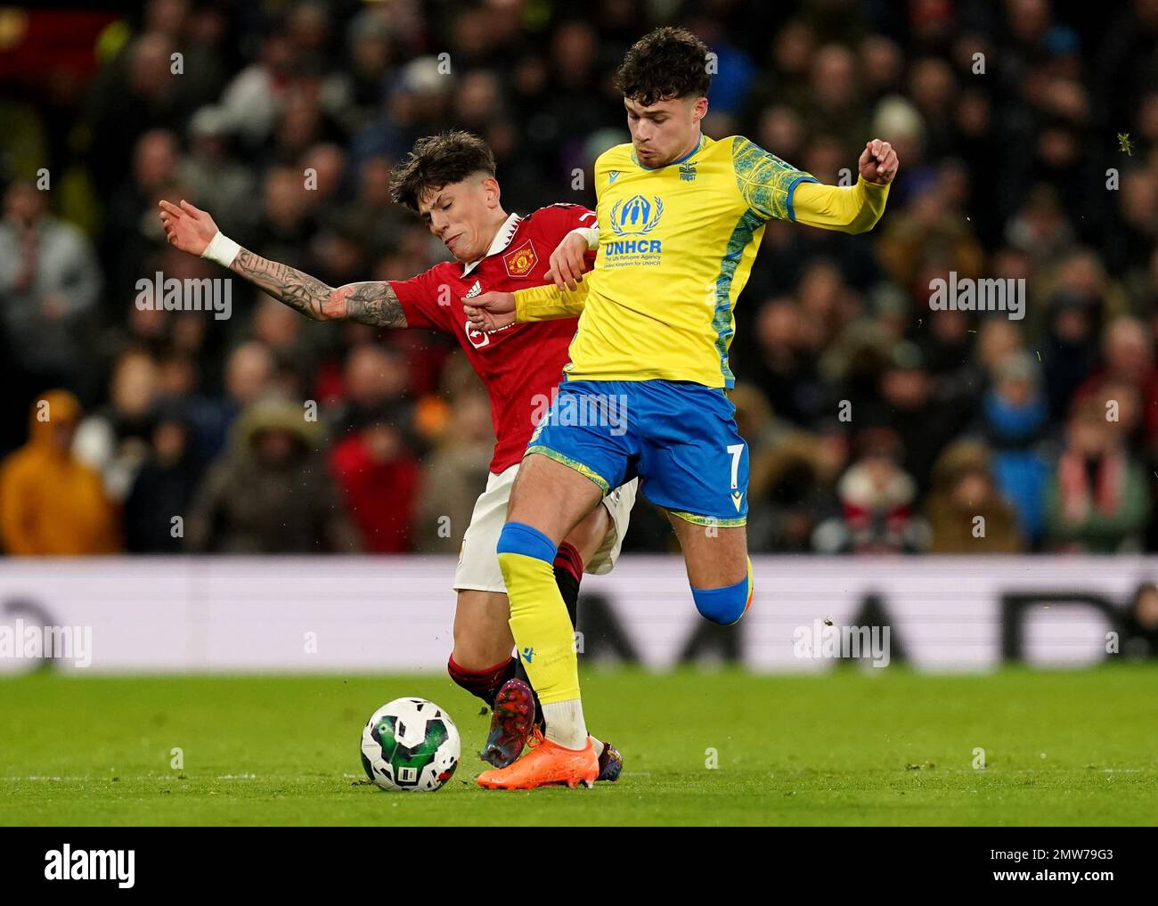Manchester United's Alejandro Garnacho and Nottingham Forest's Neco ...
