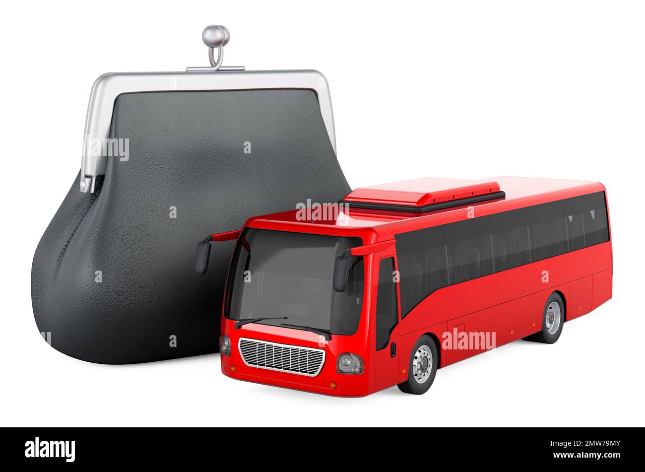Bus with coin purse, 3D rendering isolated on white background Stock ...