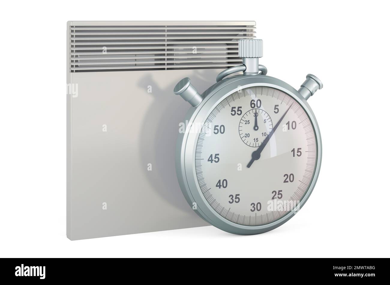 Convection heater with stopwatch, 3D rendering isolated on white ...
