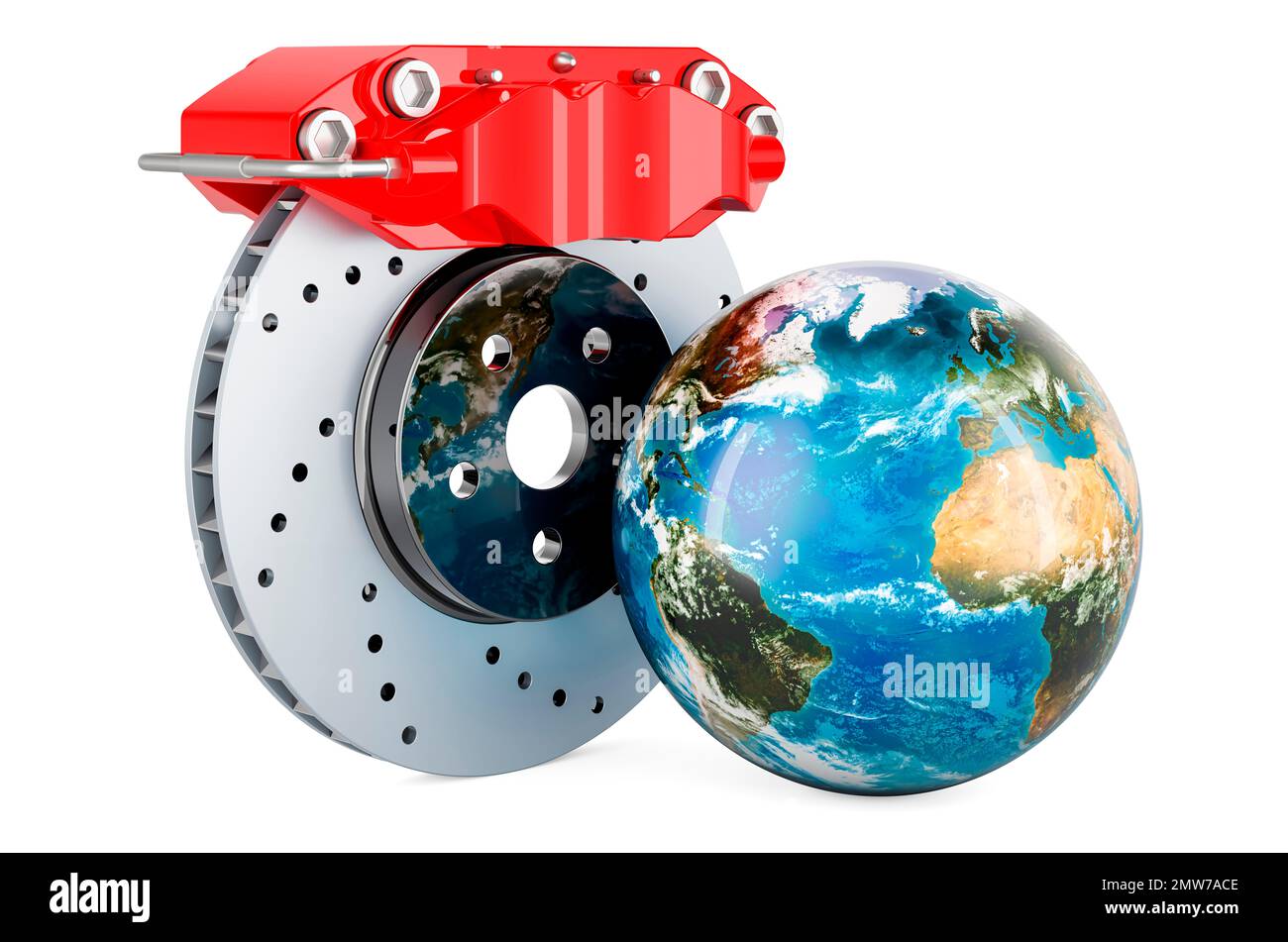 Car disc brake with Earth Globe, 3D rendering isolated on white ...