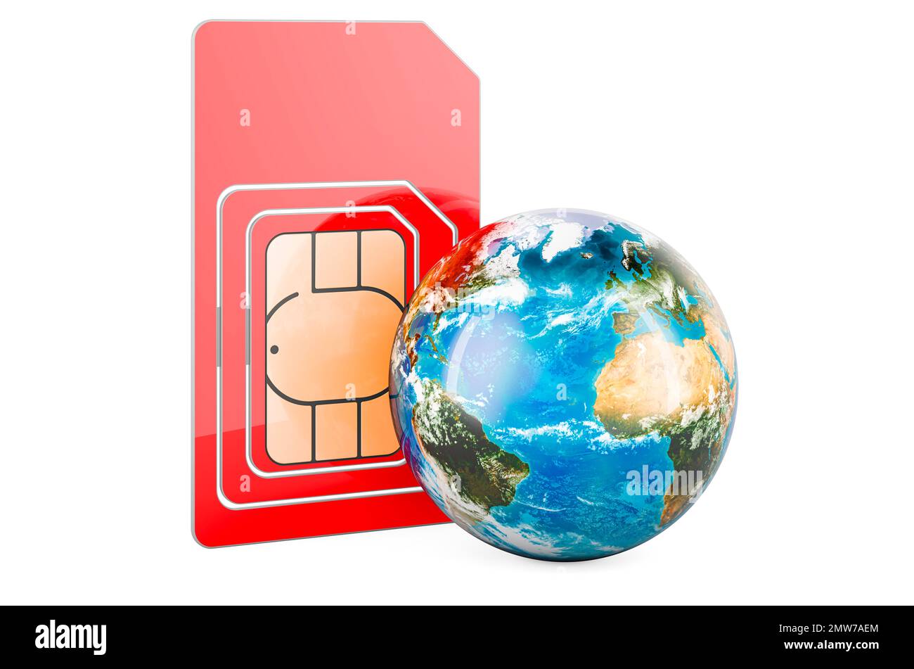 Global roaming and traveling concept. Sim card with Earth Globe, 3D ...