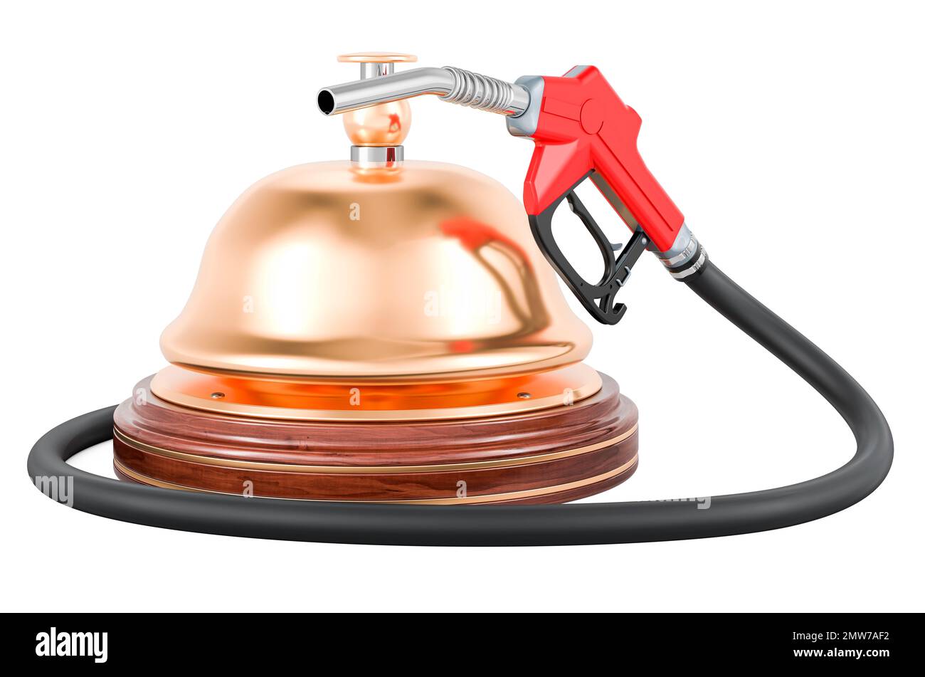 Fuel pump nozzle with reception bell, 3D rendering isolated on white ...