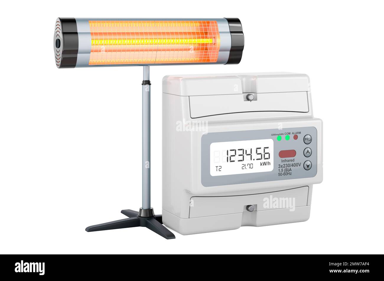 Halogen or infrared heater with electric meter. Energy consumption ...