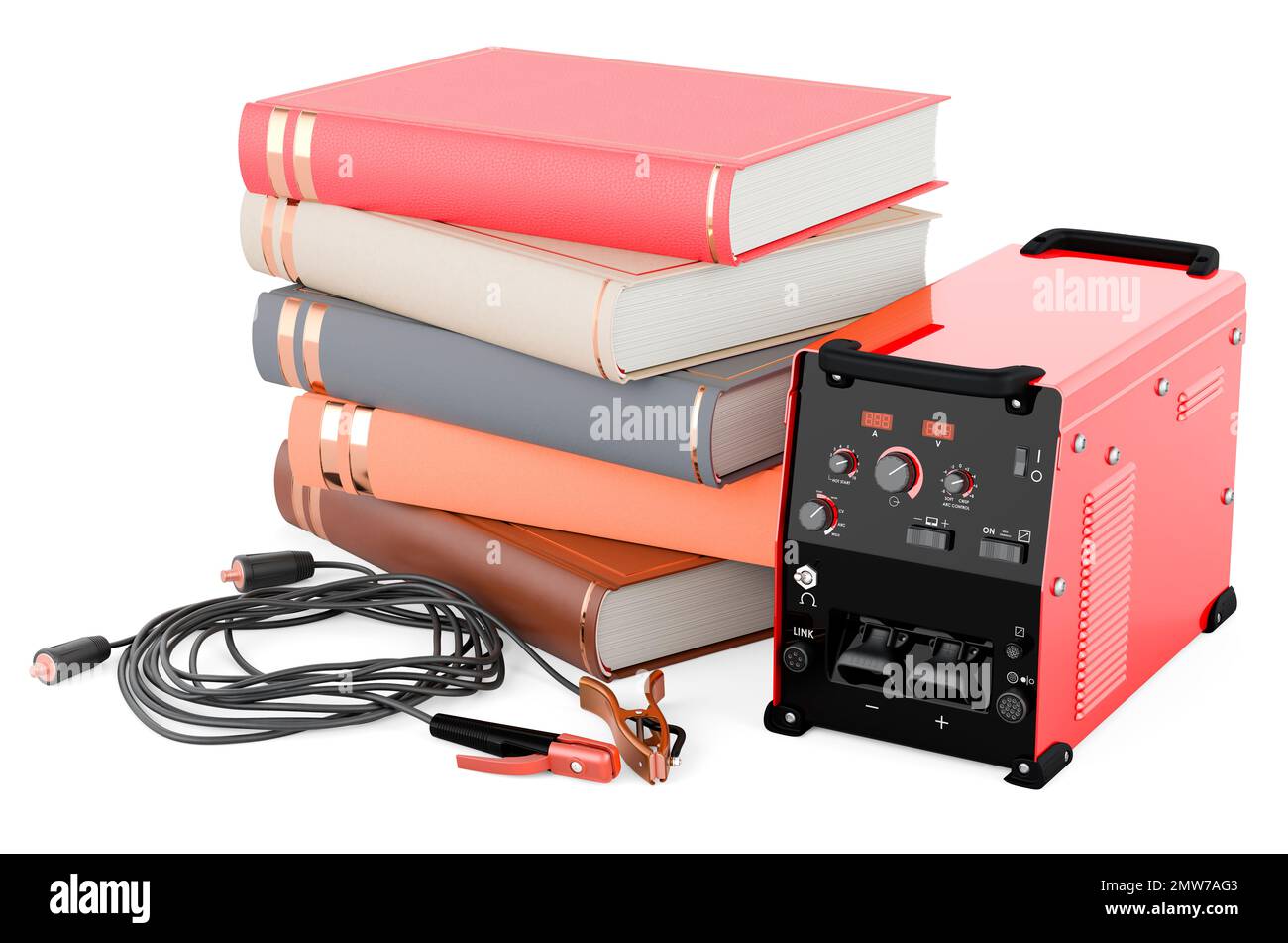Multi-process welder machine with books. 3D rendering isolated on white ...