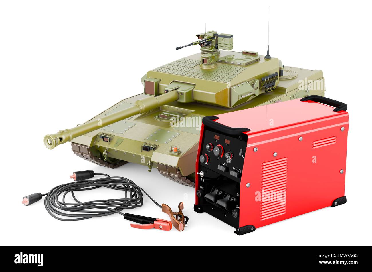 Multi-process welder machine with battle tank, repair concept. 3D ...