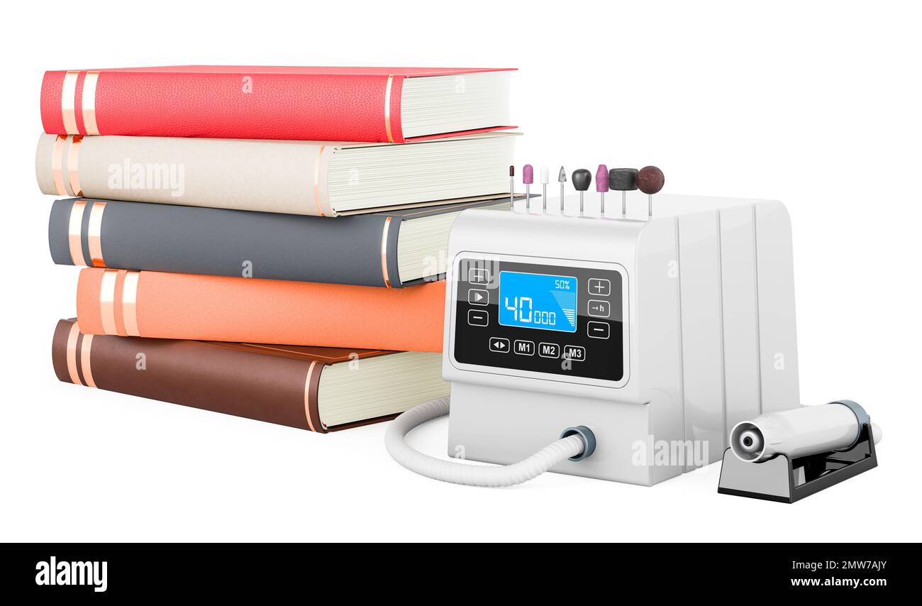 Professional Pedicure Machine with books, 3D rendering isolated on ...