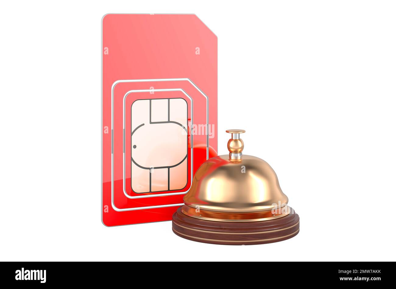 Sim card with reception bell, 3D rendering isolated on white background ...