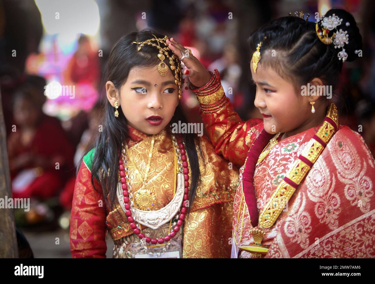 Februay 1, 2023, Kathmandu, Bagmati, Nepal: Girls from Newar community ...