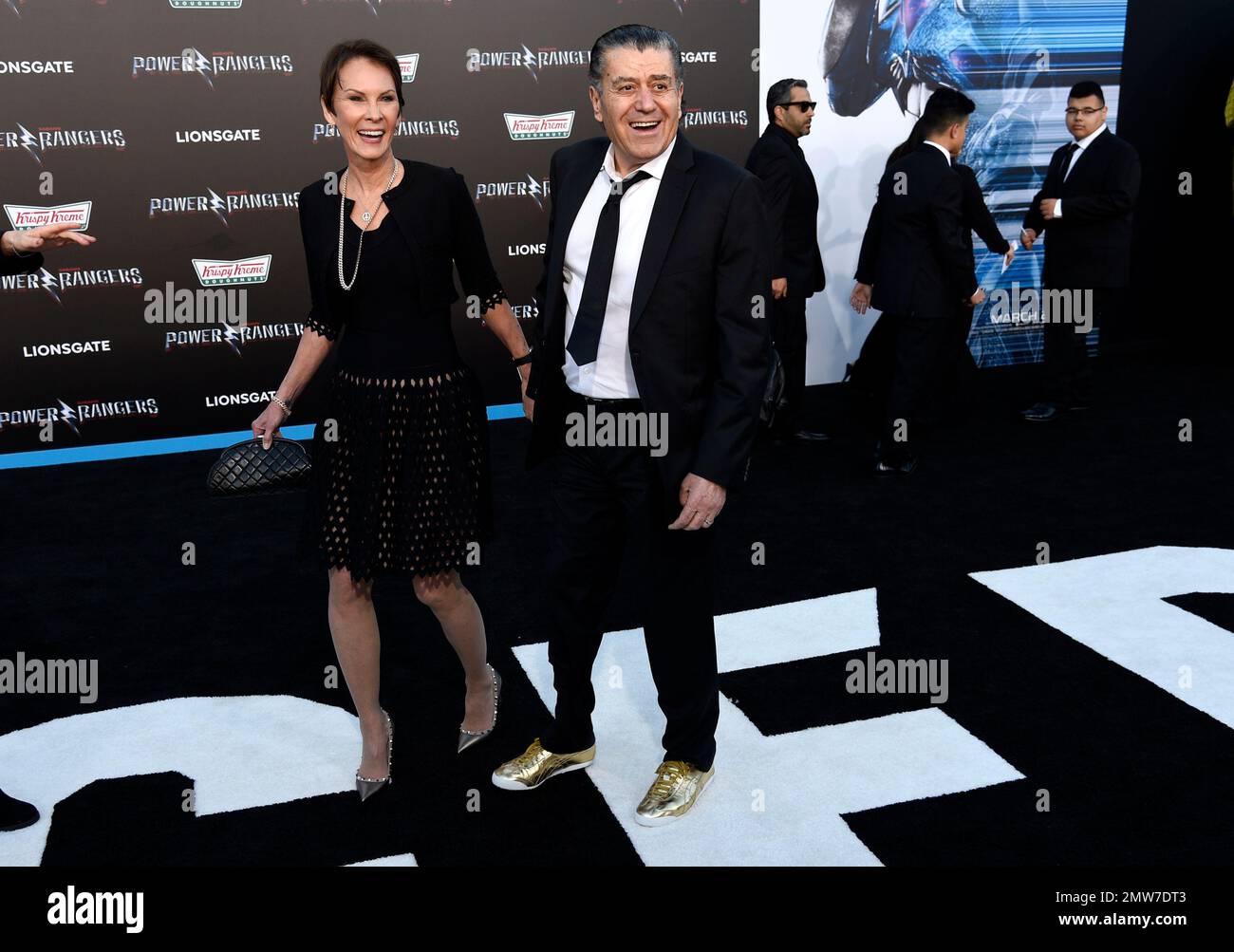 Haim Saban, right, and Cheryl Saban arrive at the Los Angeles premiere ...