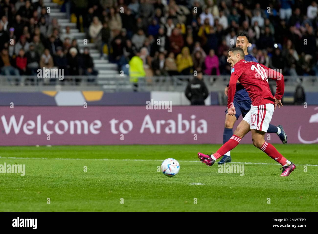 Al Ahly's Mohamed Sherif scores his side's second goal during the FIFA ...