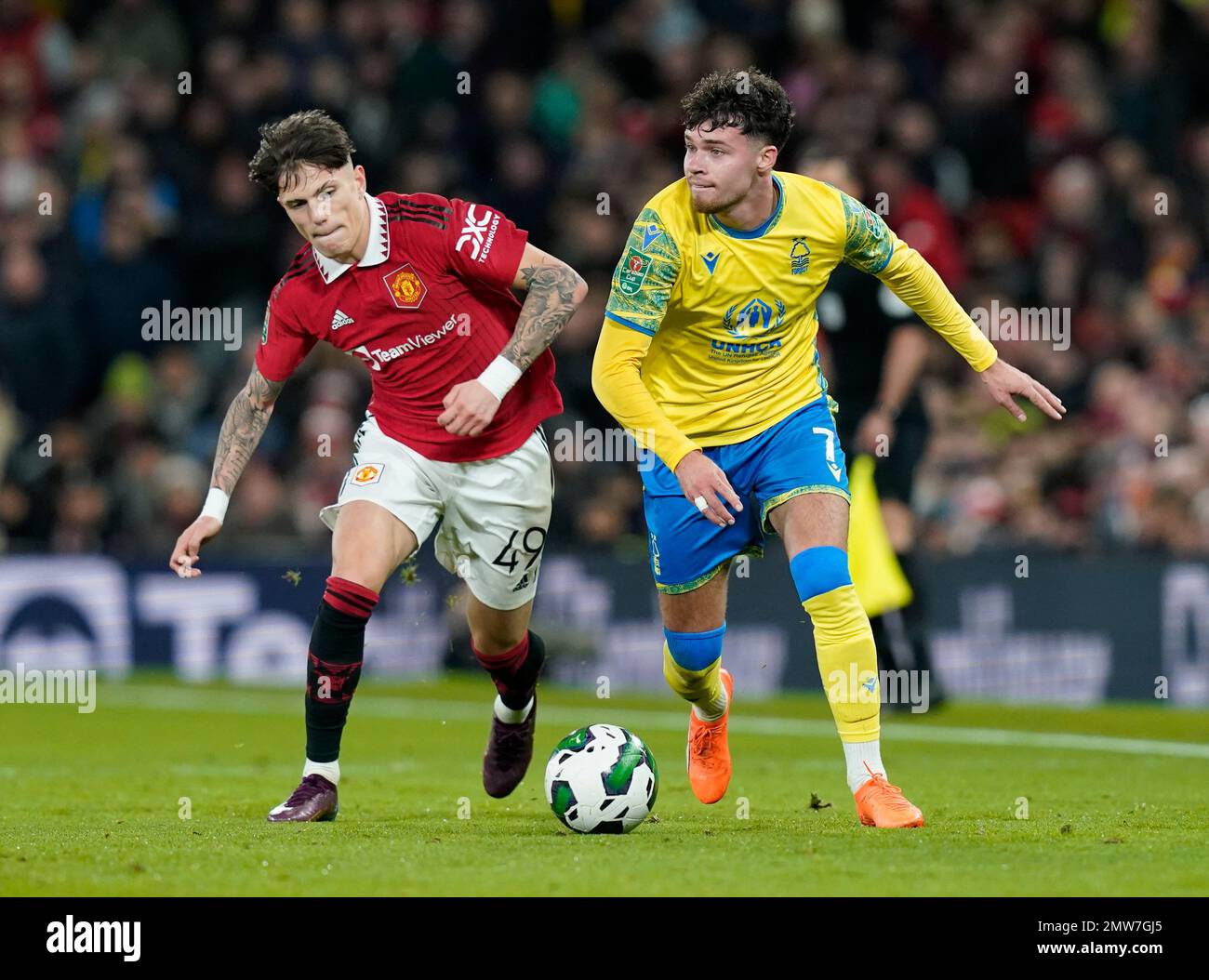 Manchester, England, 1st February 2023. Alejandro Garnacho of ...
