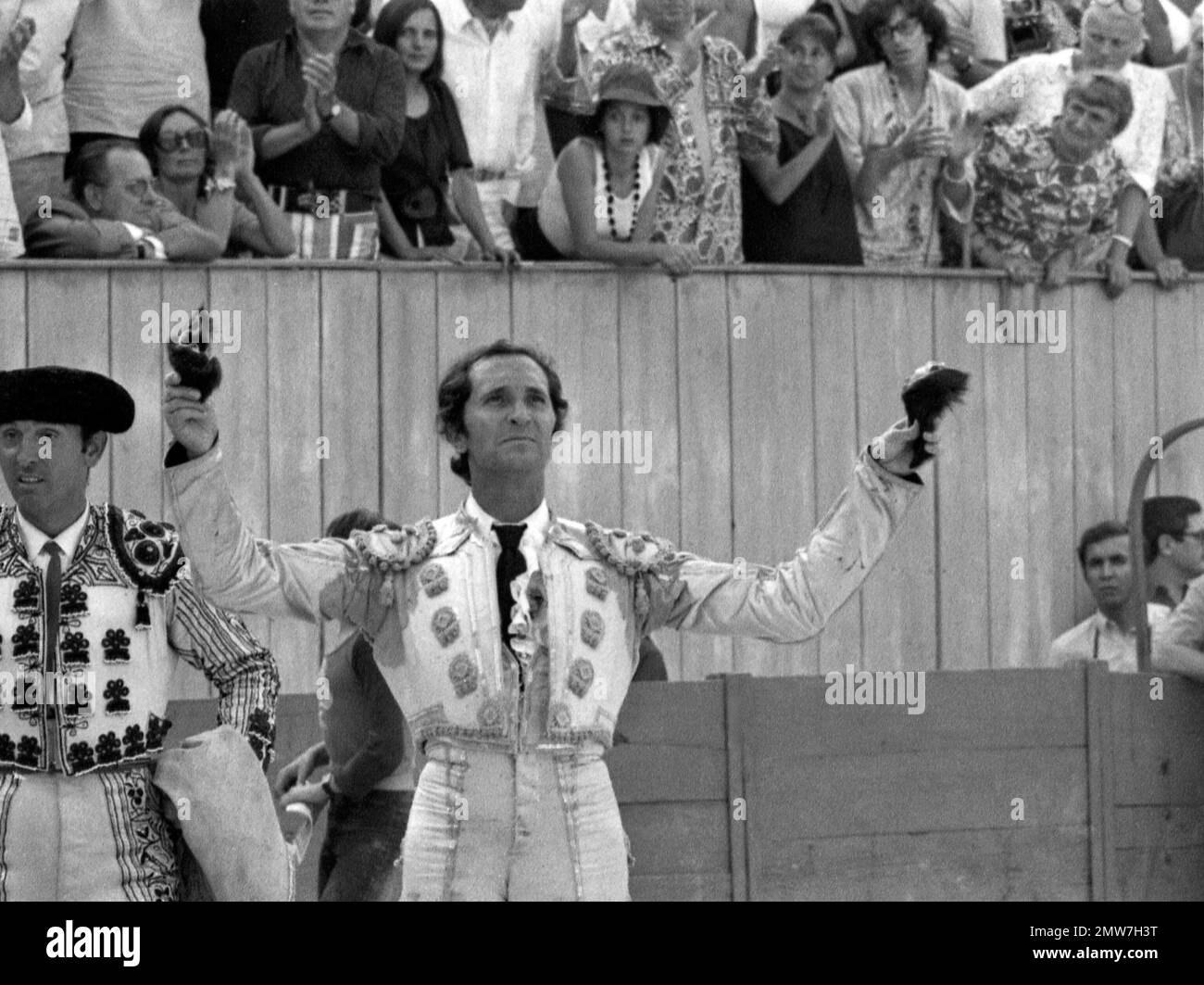 Luis Miguel Dominguin shows both ears he received for his exceptional ...