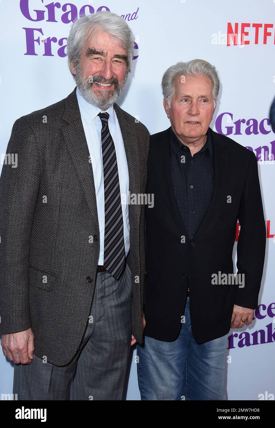 From left, Sam Waterston and Martin Sheen arrive at the Los Angeles ...