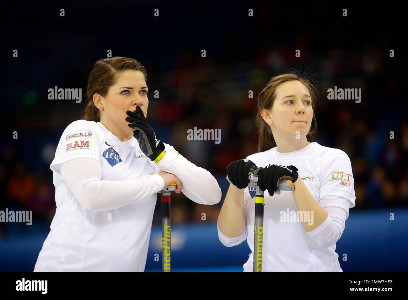 The United States' Becca Hamilton, left, and Aileen Geving watch the ...