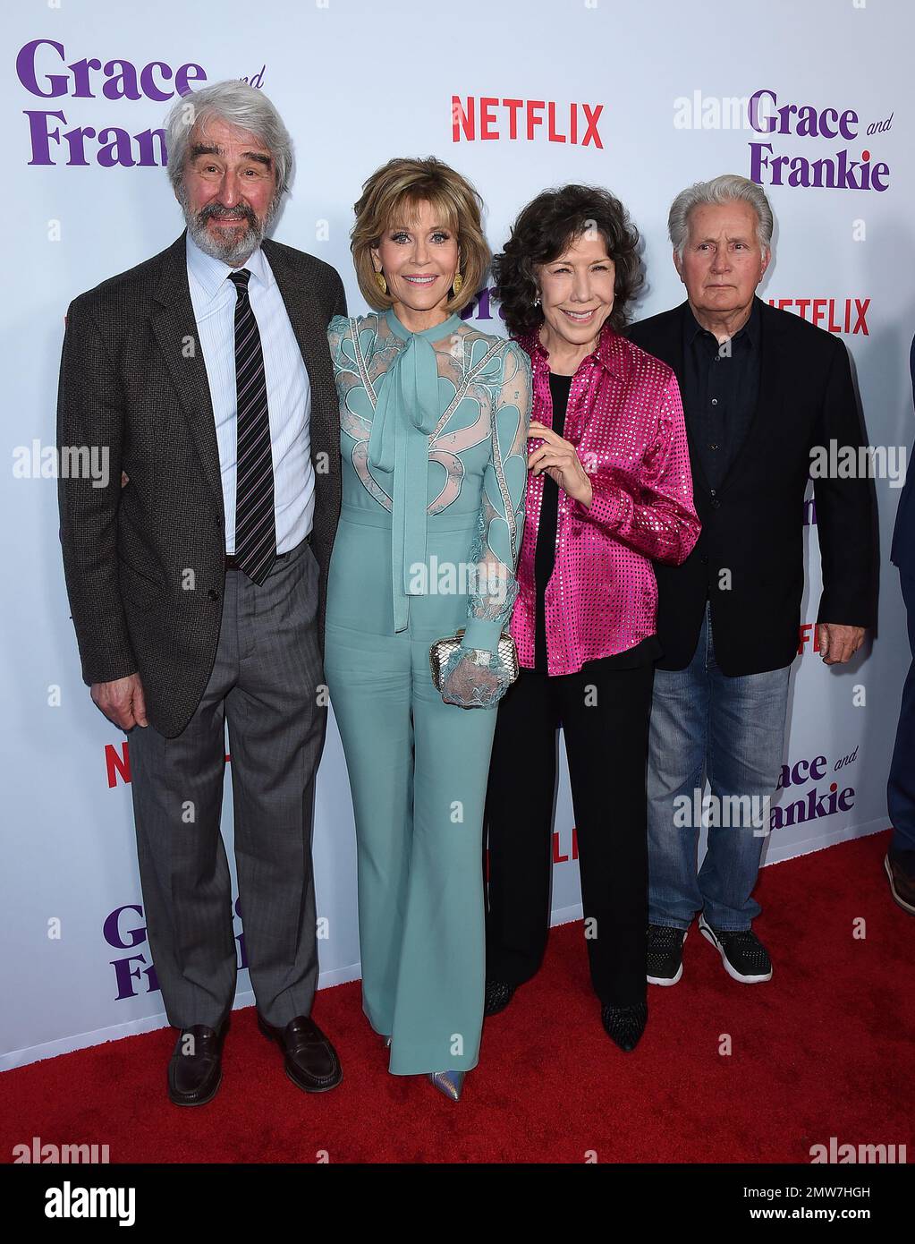 From left, Sam Waterston, Jane Fonda, Lily Tomlin and Martin Sheen ...