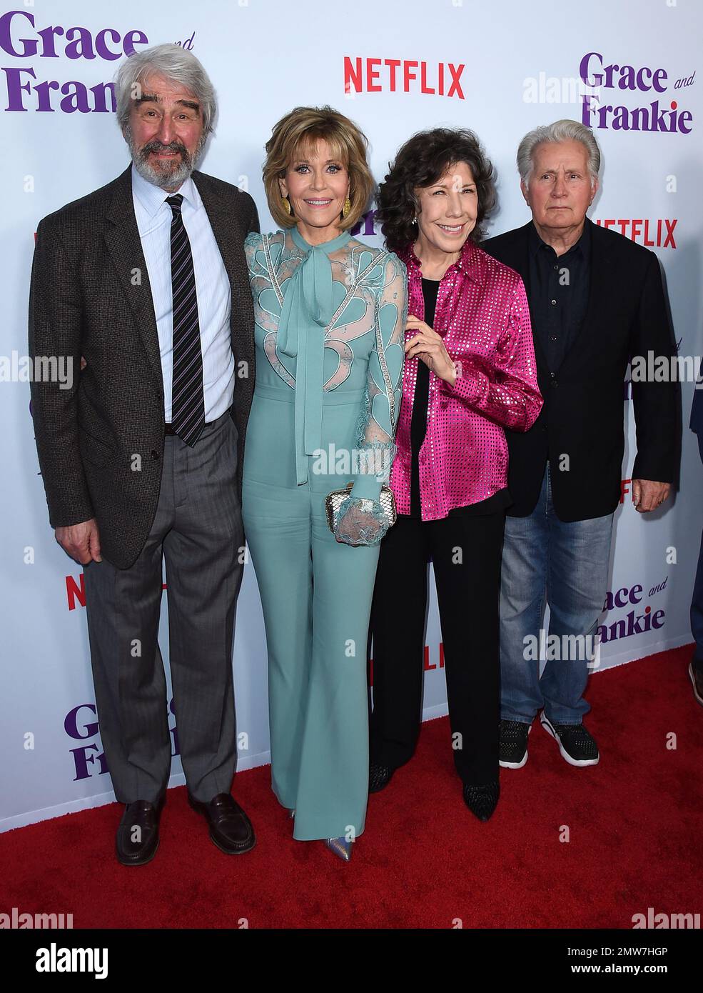 From left, Sam Waterston, Jane Fonda, Lily Tomlin and Martin Sheen ...