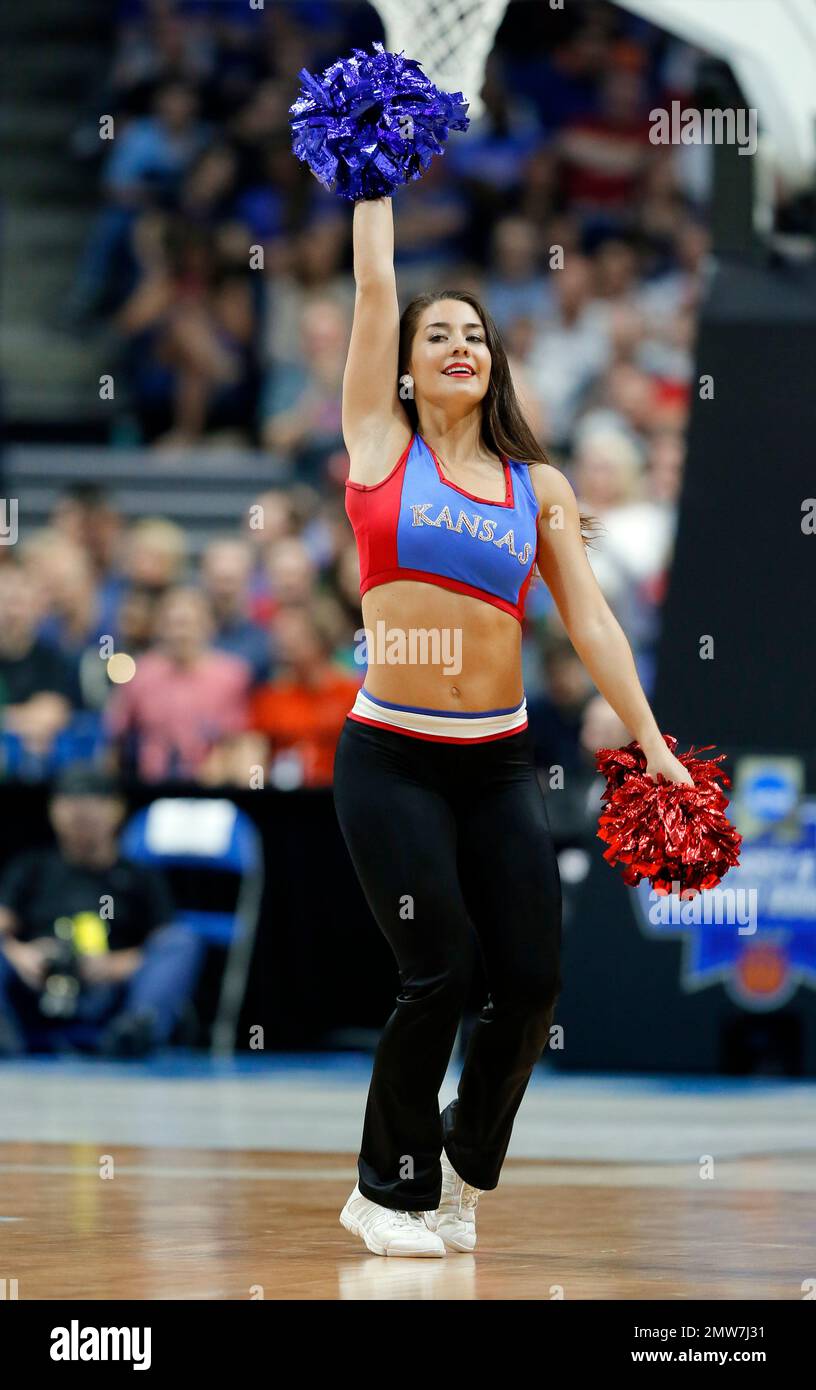 The Kansas cheerleaders perform during a second-round game against ...