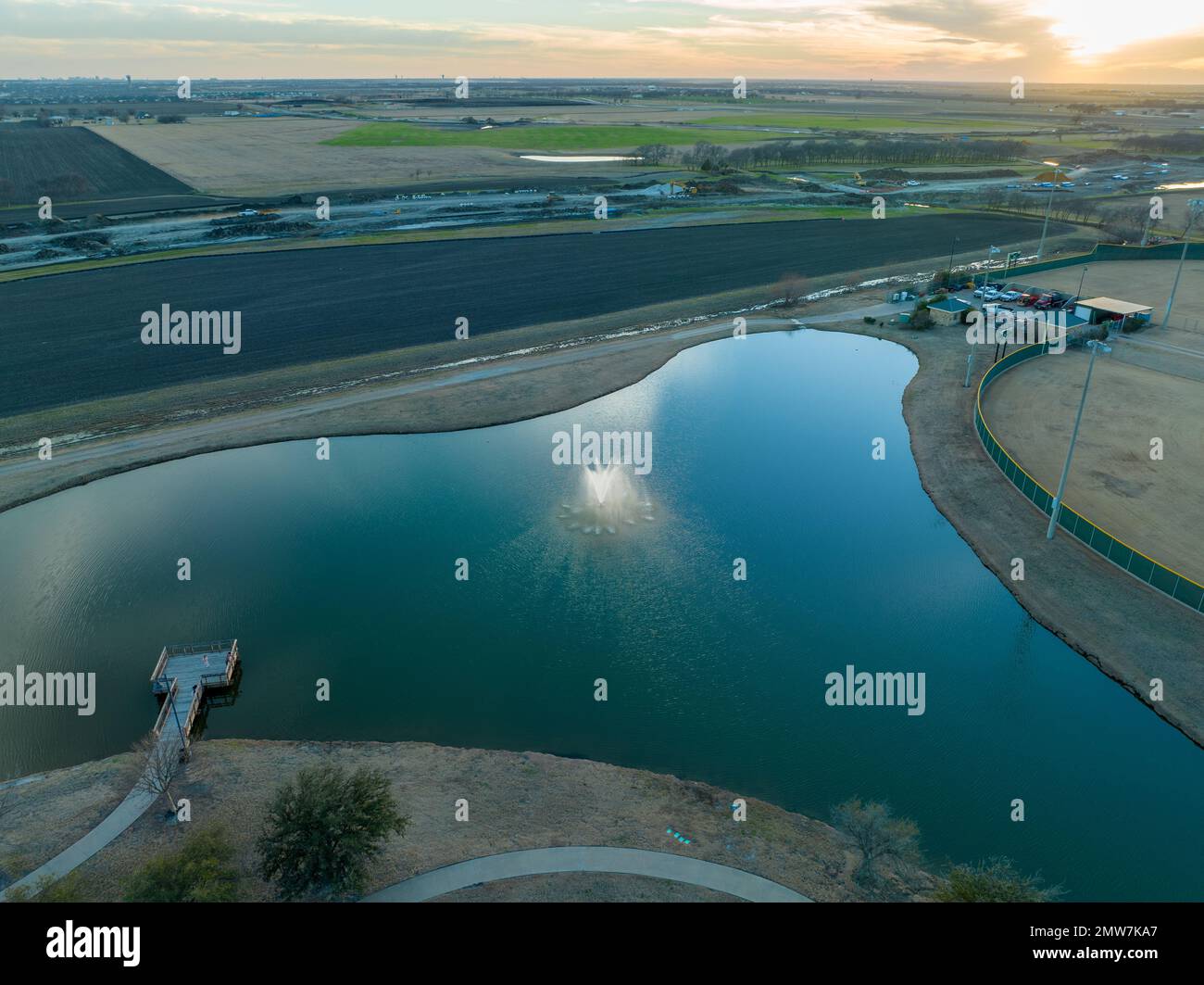 An aerial view of the Old Celine Park in Texas at sunset Stock Photo ...