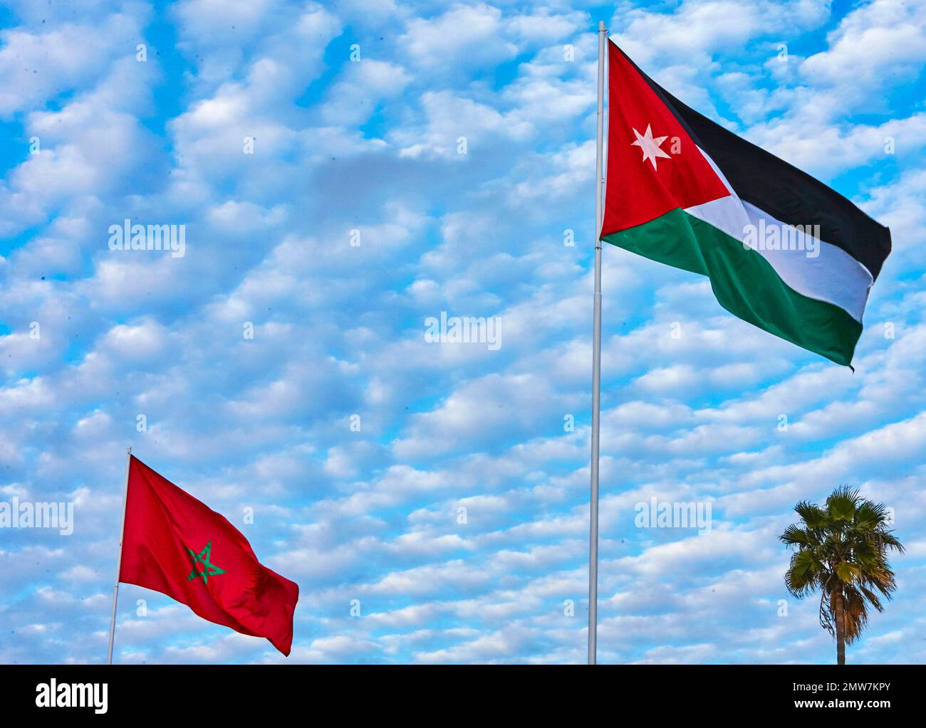 Moroccan and Jordan's flags during a ceremony at the Royal Palace in ...
