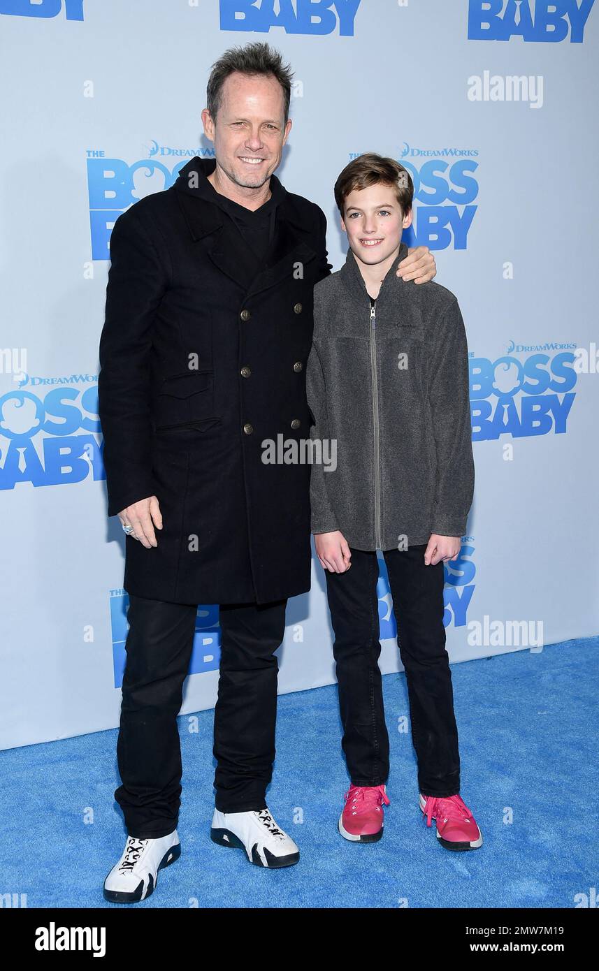 Dean Winters and nephew attend the premiere of "The Boss Baby" at AMC ...
