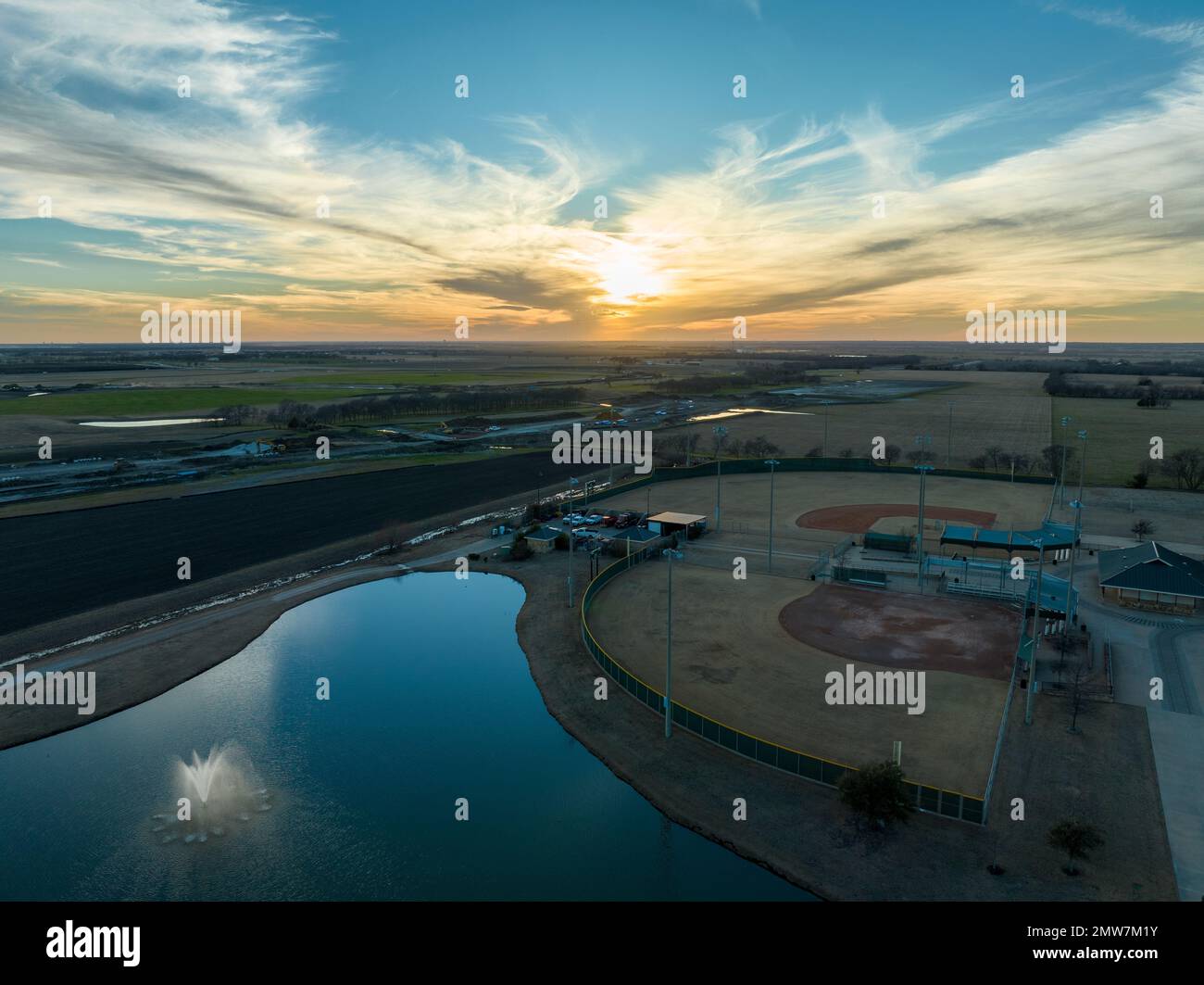 An aerial view of the Old Celine Park in Texas at sunset Stock Photo ...