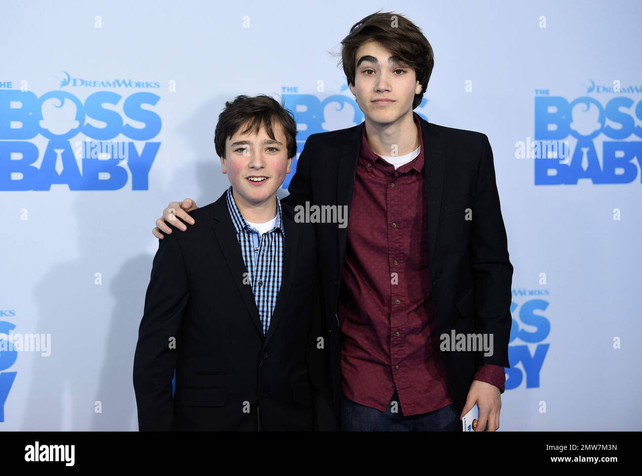Alexander Garfin, left, and Max Garfin attend the premiere of "The Boss ...
