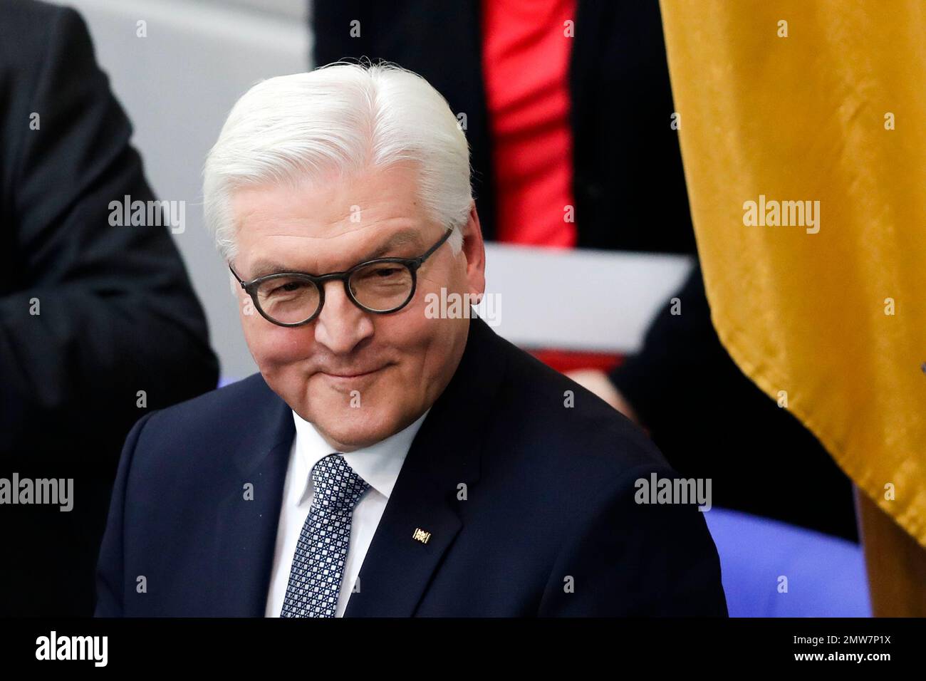 New German President Frank-Walter Steinmeier smiles as he receives ...